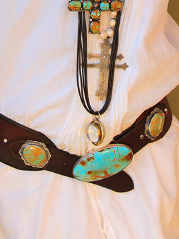 Vintage Leather Turquoise Concho Belt – Brit West